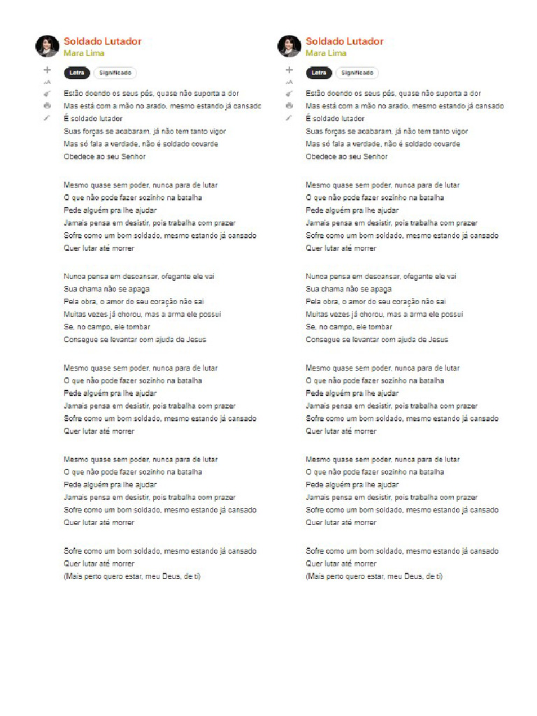 Letra Soltado Lutador - Mara Lima | PDF