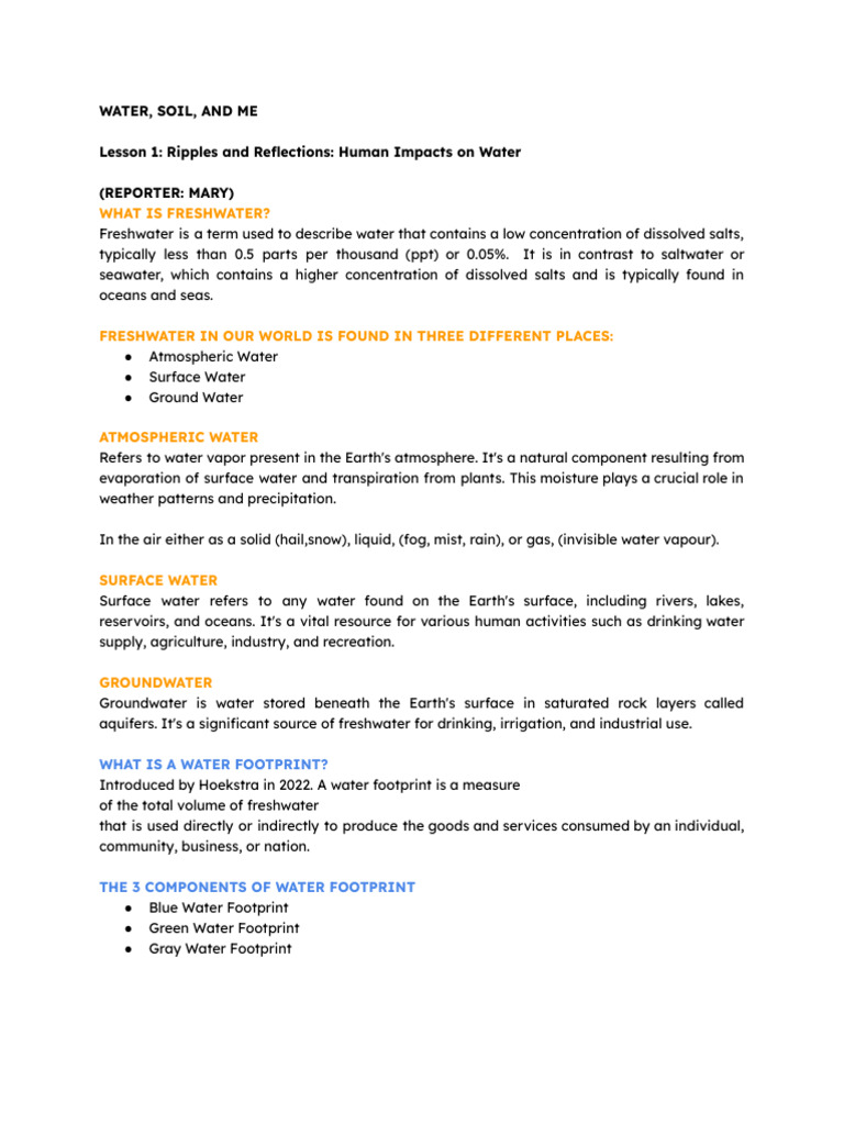 Earth Science (Water and Soil) | PDF | Soil | Water Pollution