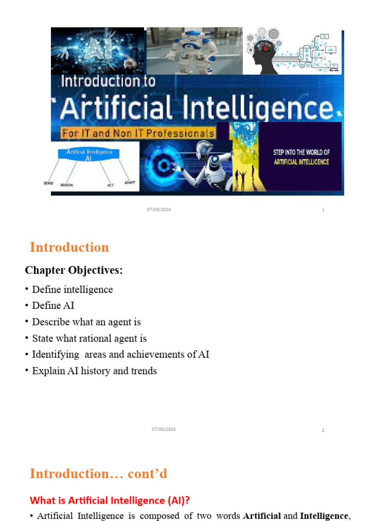 AI Lecture 1 | PDF | Intelligence (AI) & Semantics | Artificial ...