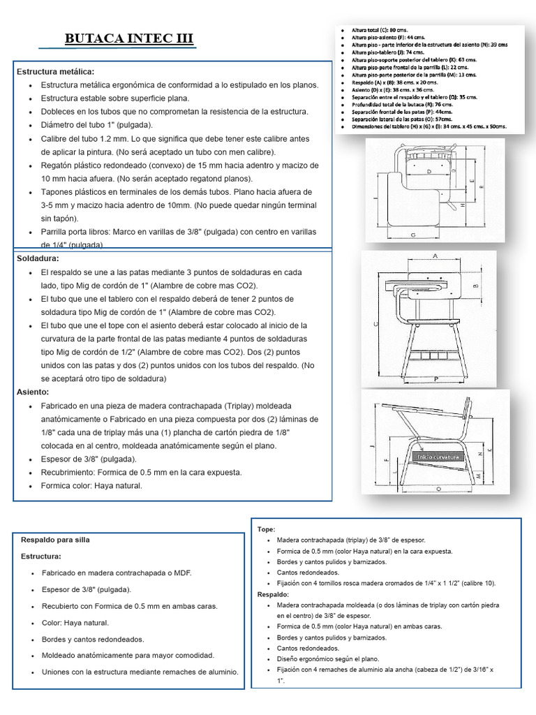 Butaca Intec III | PDF | Remache | Madera contrachapada