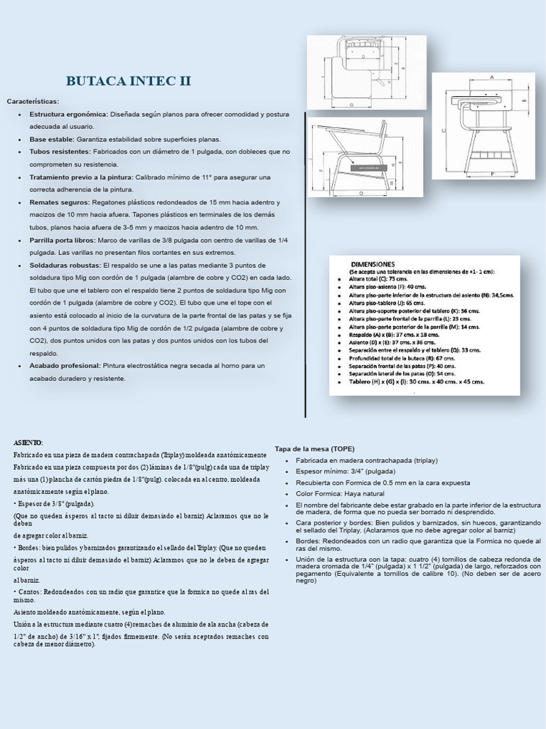 Butaca Intec II Definit | PDF | Madera contrachapada | Cobre