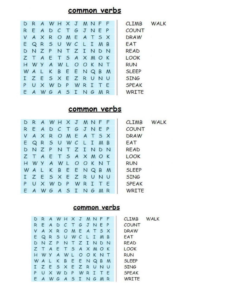 action verbs wordsearch | PDF
