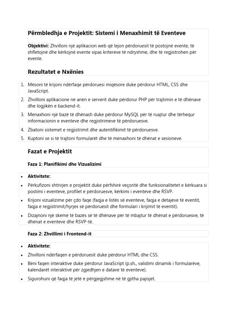 Projekti Eventet | PDF