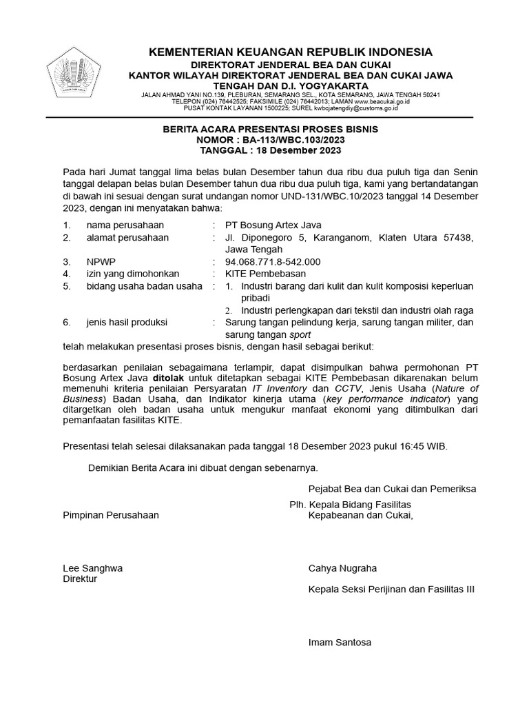 4 Ba Pemaparan Proses Bisnis PT Bosung Sebelum Pengumuman | PDF