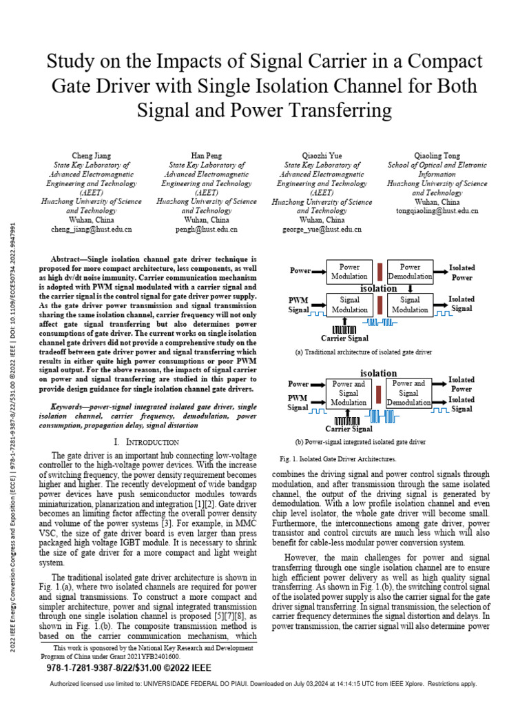 Study On The Impacts of Signal Carrier in A Compact Gate Driver With ...
