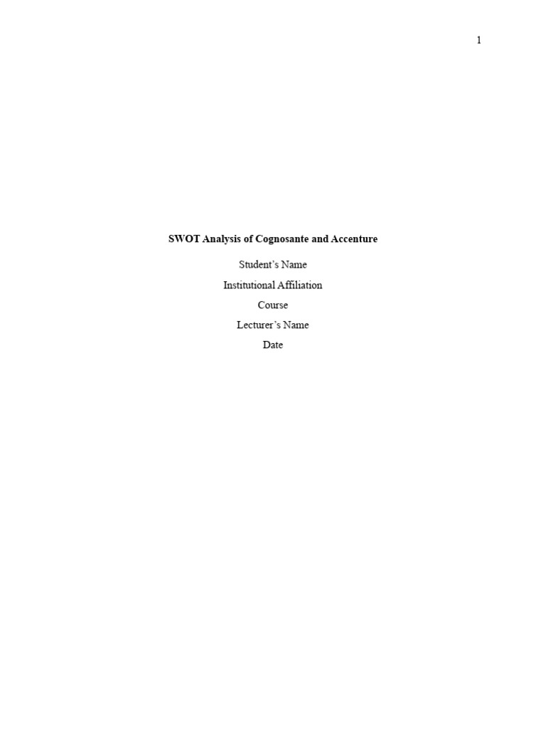 SWOT Analysis of Cognosante and Accenture | PDF | Swot Analysis | Accenture
