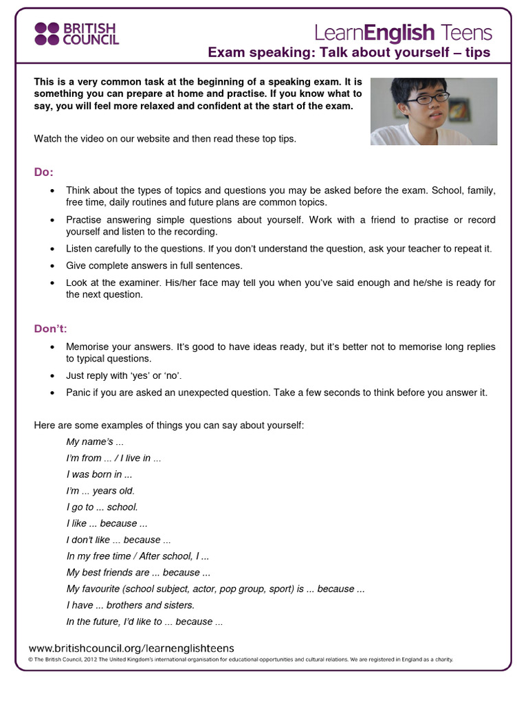 Talk About Yourself - Tips 2 | PDF