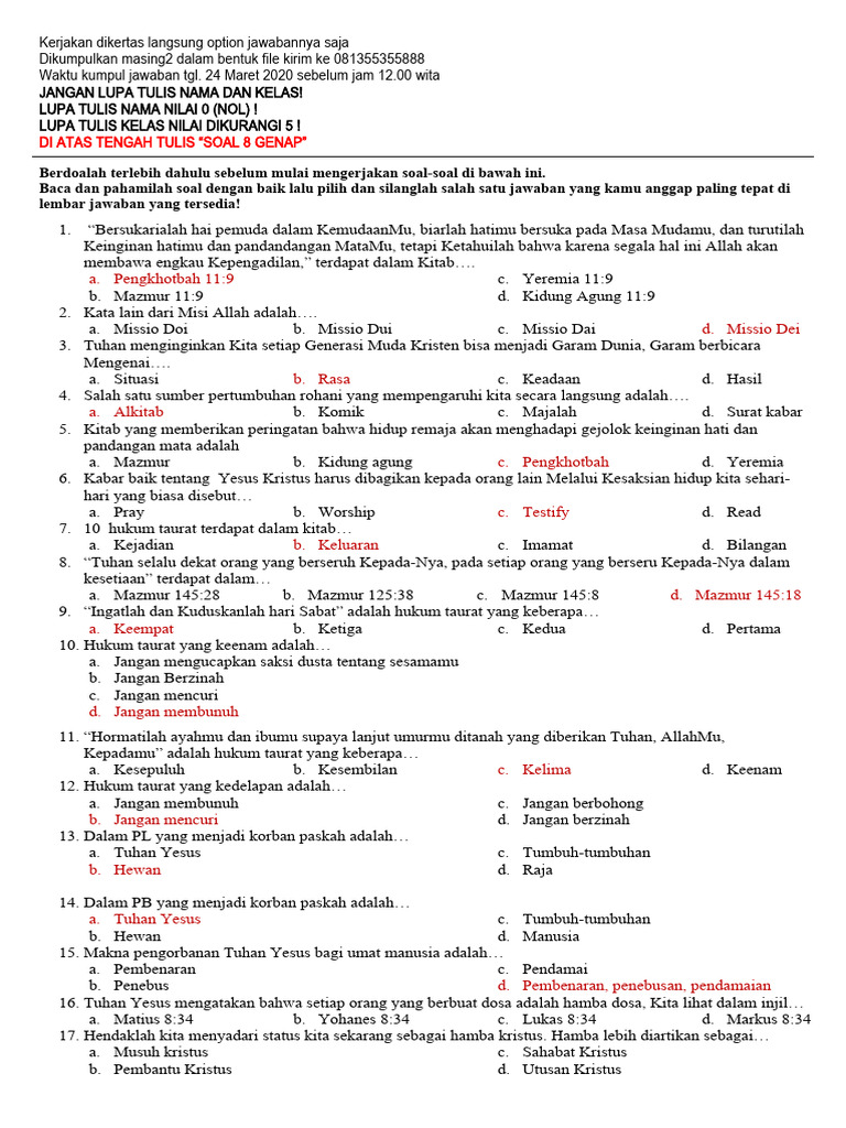 Soal 8 Smt. Genap | PDF