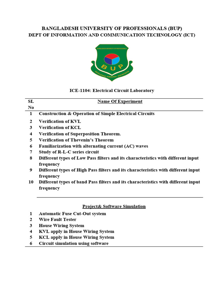Electrical Circuit Lab Sheet Final | PDF | Electronic Filter ...
