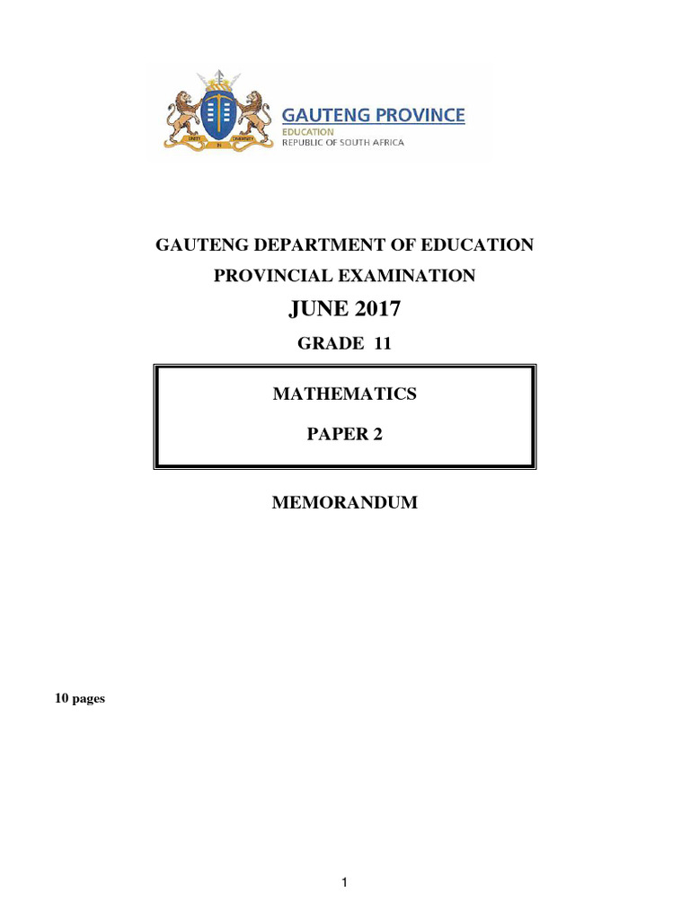 2017 GP Grade 11 Mathematics P2 June MG | PDF | Euclidean Geometry ...