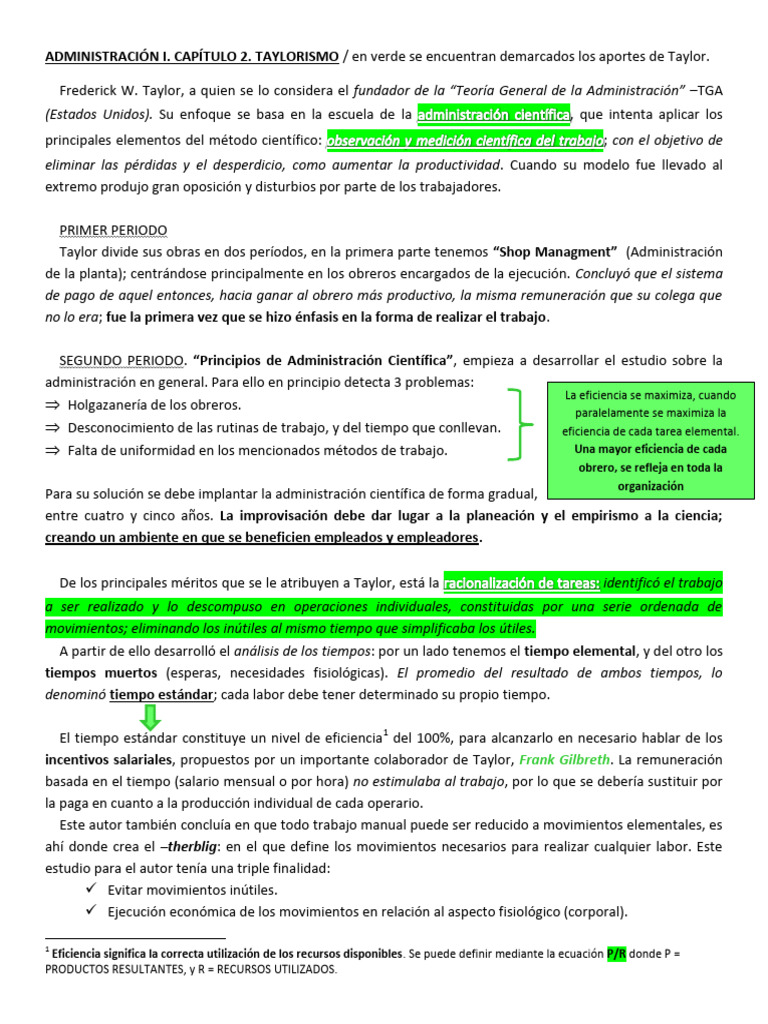 Adm. Cap 2 Taylor | PDF | Salario | Economias