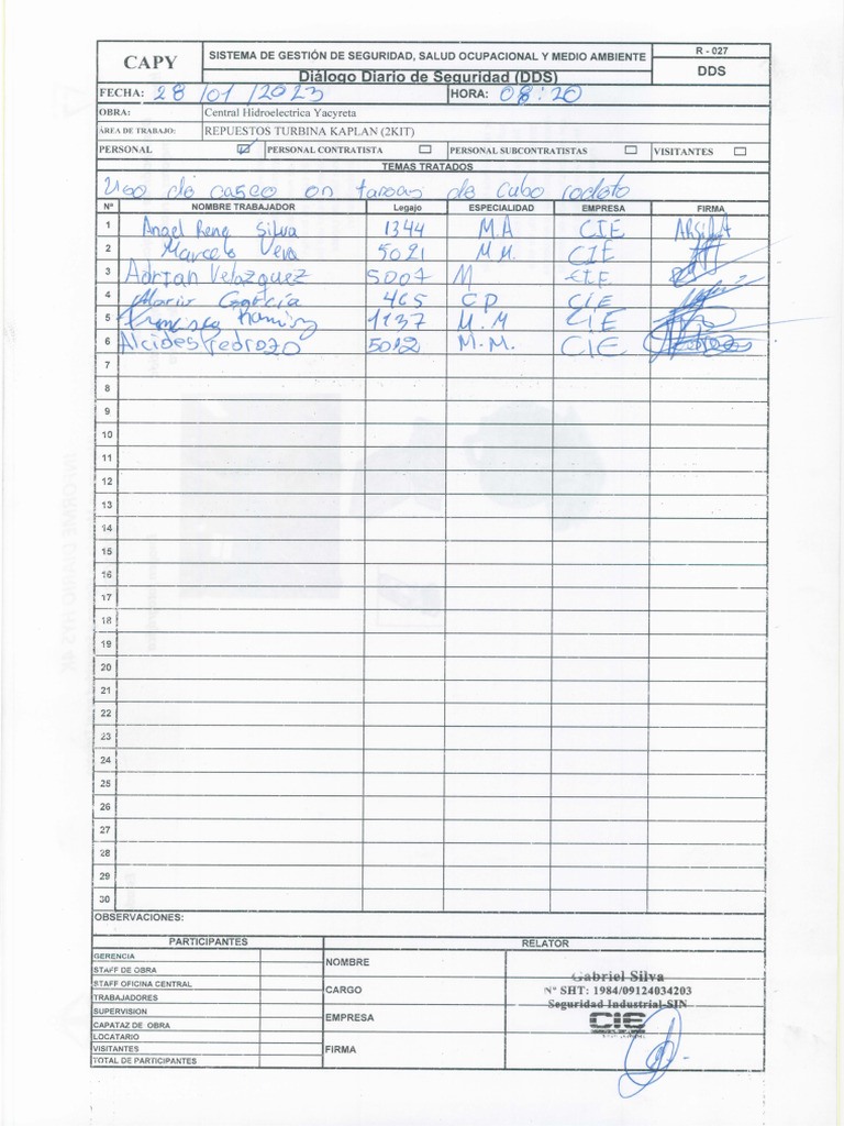 Registro DDS Uso de EPIS - 28-01-2023 | PDF