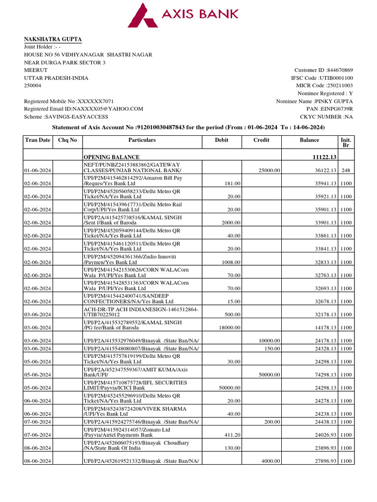 Account STMT XX7843 14062024 | PDF | Banks | Cheque