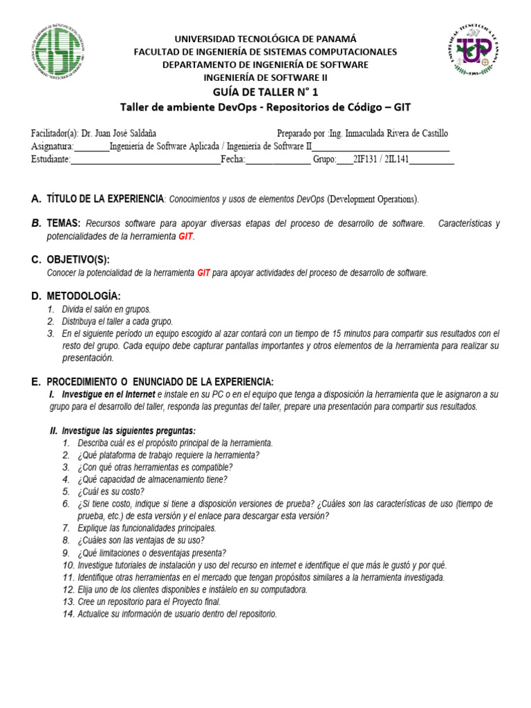 Taller 1 DevOps - Repositorios de Código - GIT (1) (1) | Descargar gratis PDF | Software ...