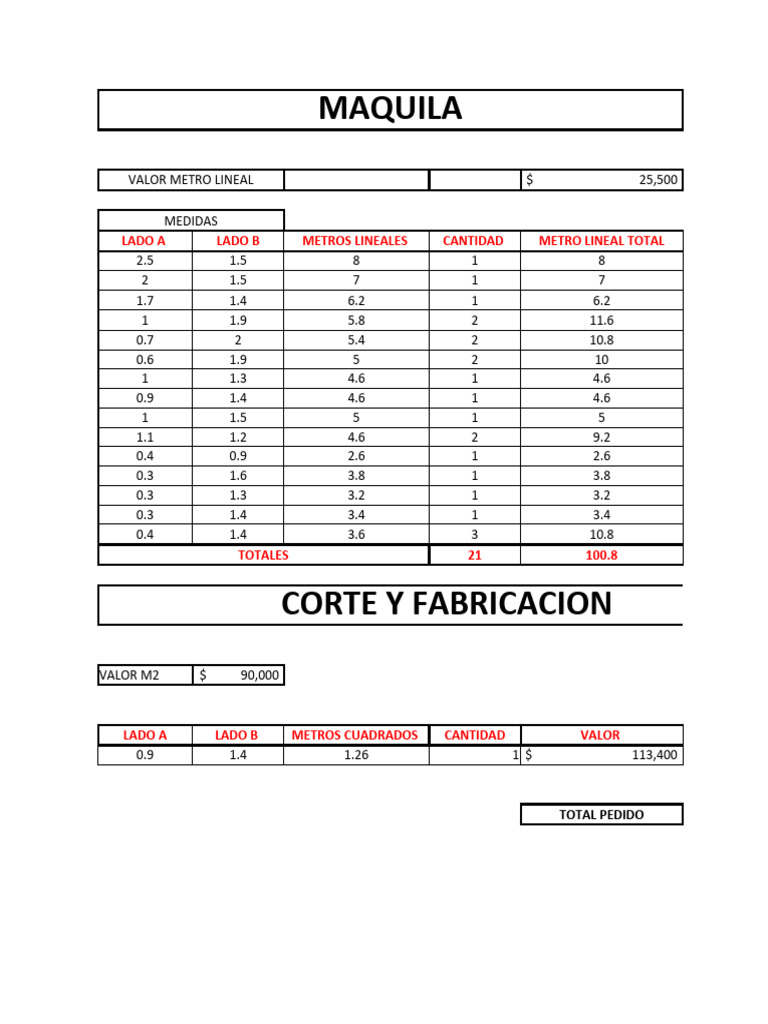 Formato para Liquidacion de Maquila | PDF