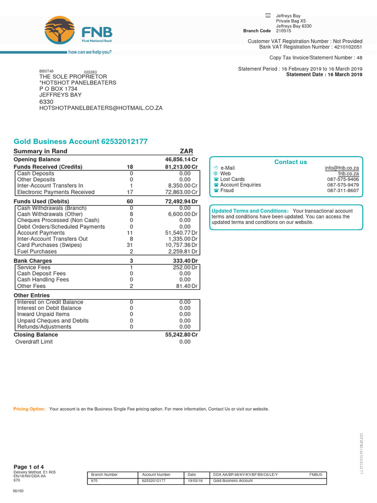 Business Account Statement Update | PDF | Credit Card | Debit Card