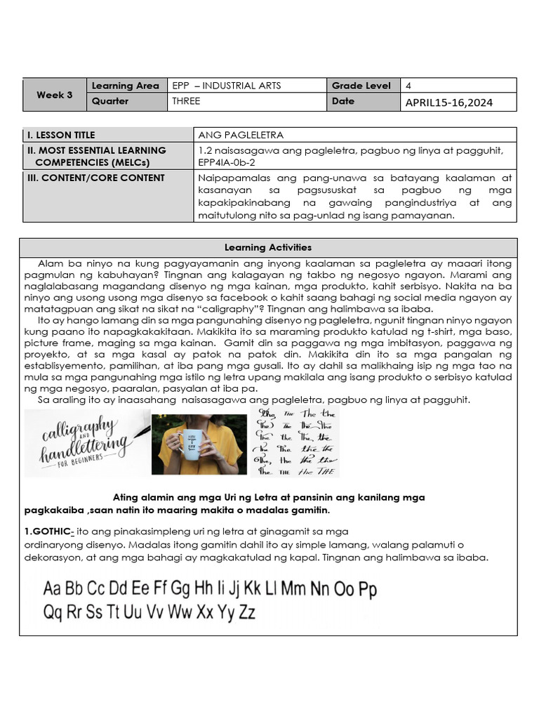 Epp4 Ia Week 3 | PDF