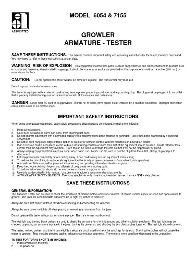 Growler Instructions | PDF | Ac Power Plugs And Sockets | Electrical Connector