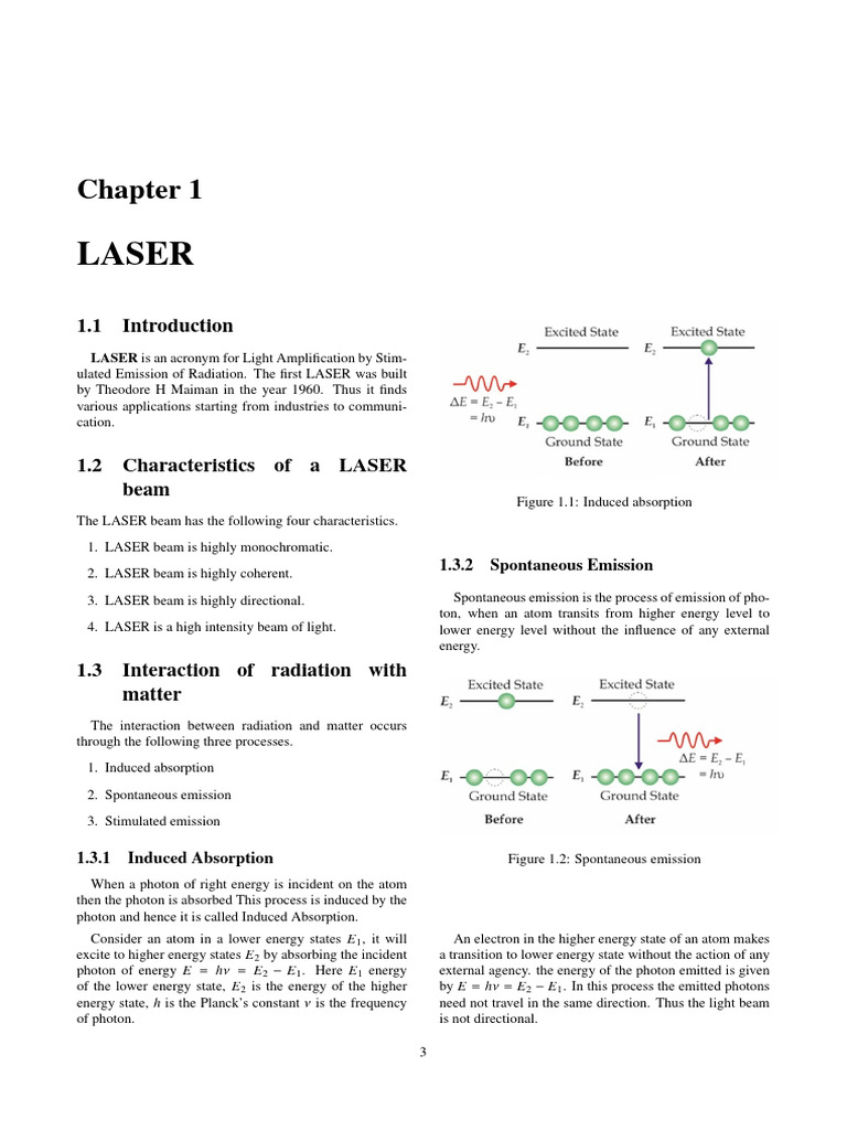 Module-1 Lasers Others | PDF | Laser | Emission Spectrum