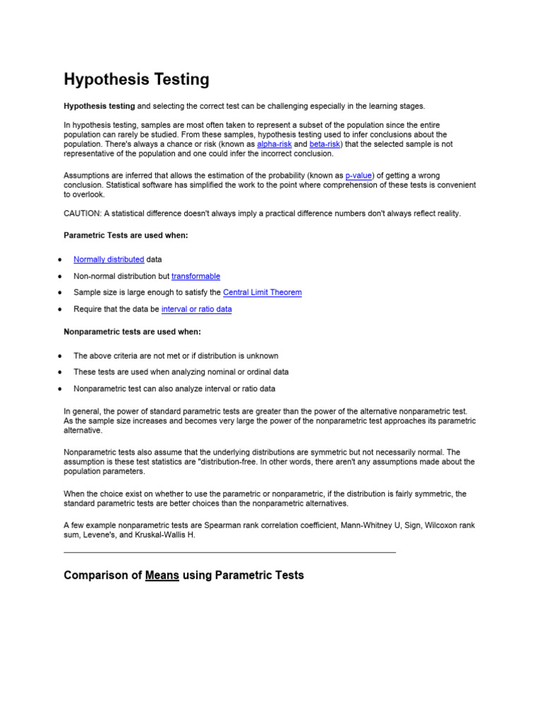 Hypothesis Testing | PDF | Statistical Hypothesis Testing | P Value