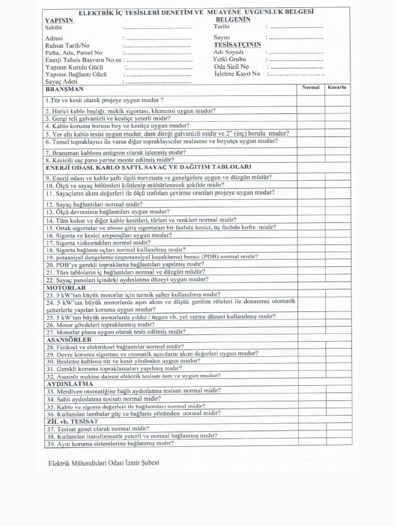 Muayene Uygunluk Formu | PDF