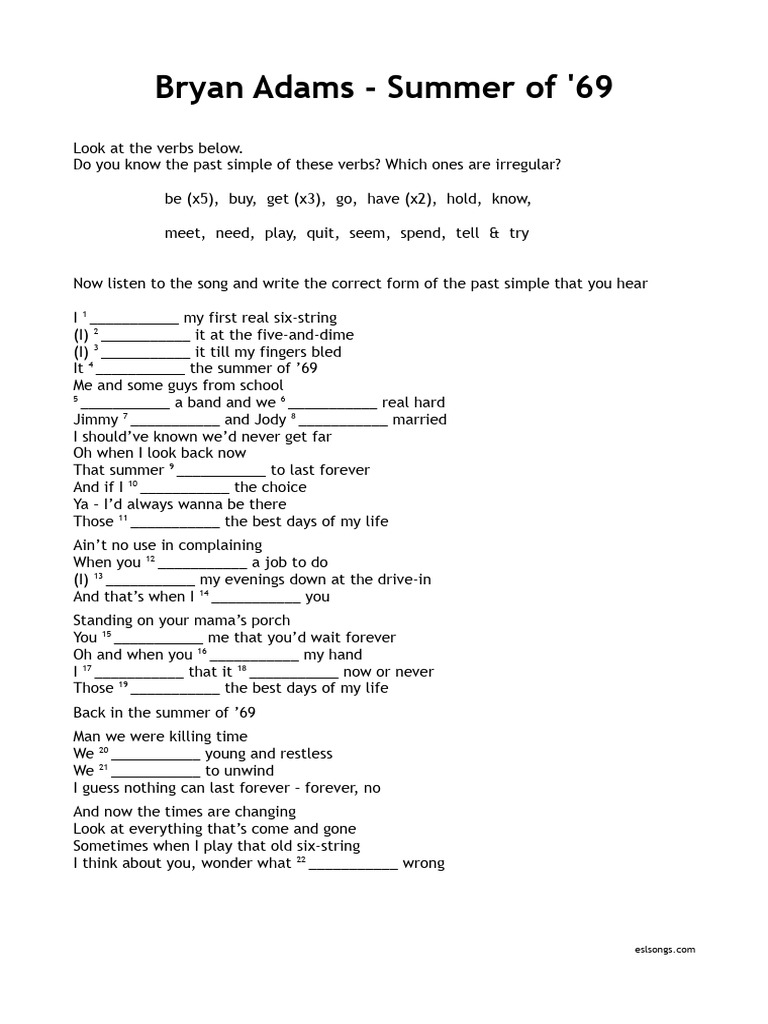 ESL Past Tense Practice | PDF | Sports & Recreation | Language Arts ...