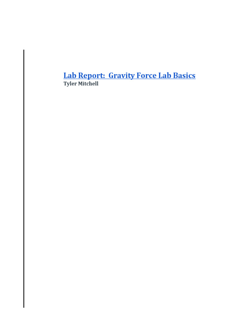 Lab Report Exploring - Gravity | PDF | Newton's Law Of Universal ...