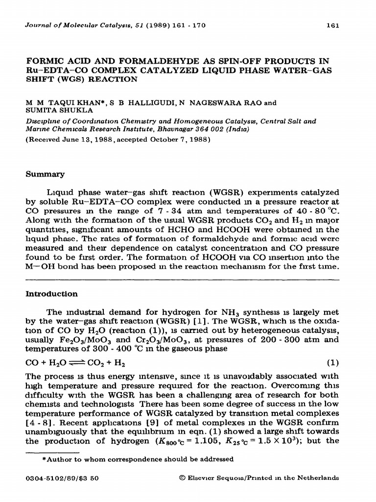 Formic Acid and Formaldehyde As Spin-Off Products in Wgslp-1989-Khan ...