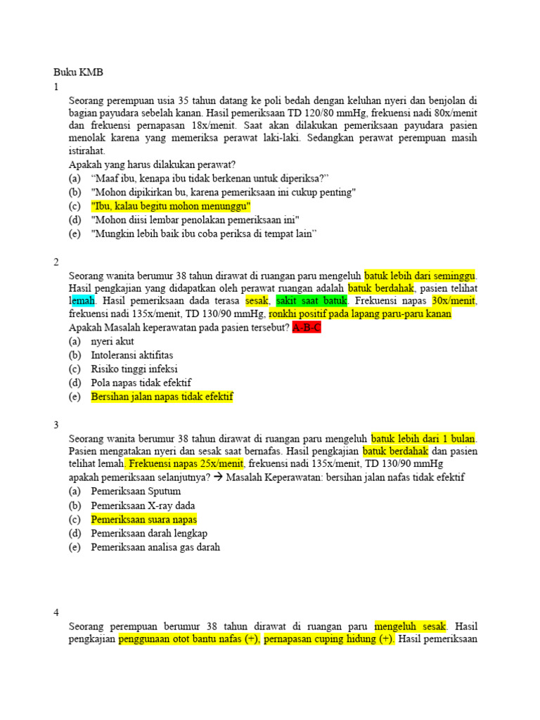 Latihan Review Soal KMB Profesi Ners | PDF