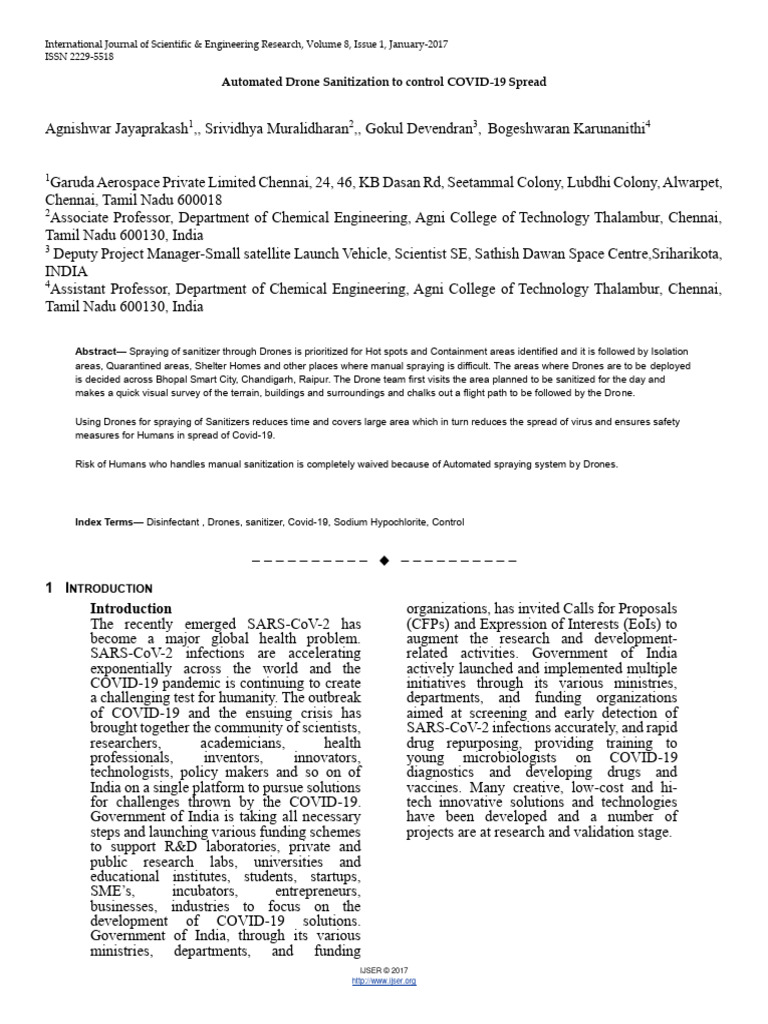 IJSER_Template Paper | PDF | Disinfectant | Unmanned Aerial Vehicle