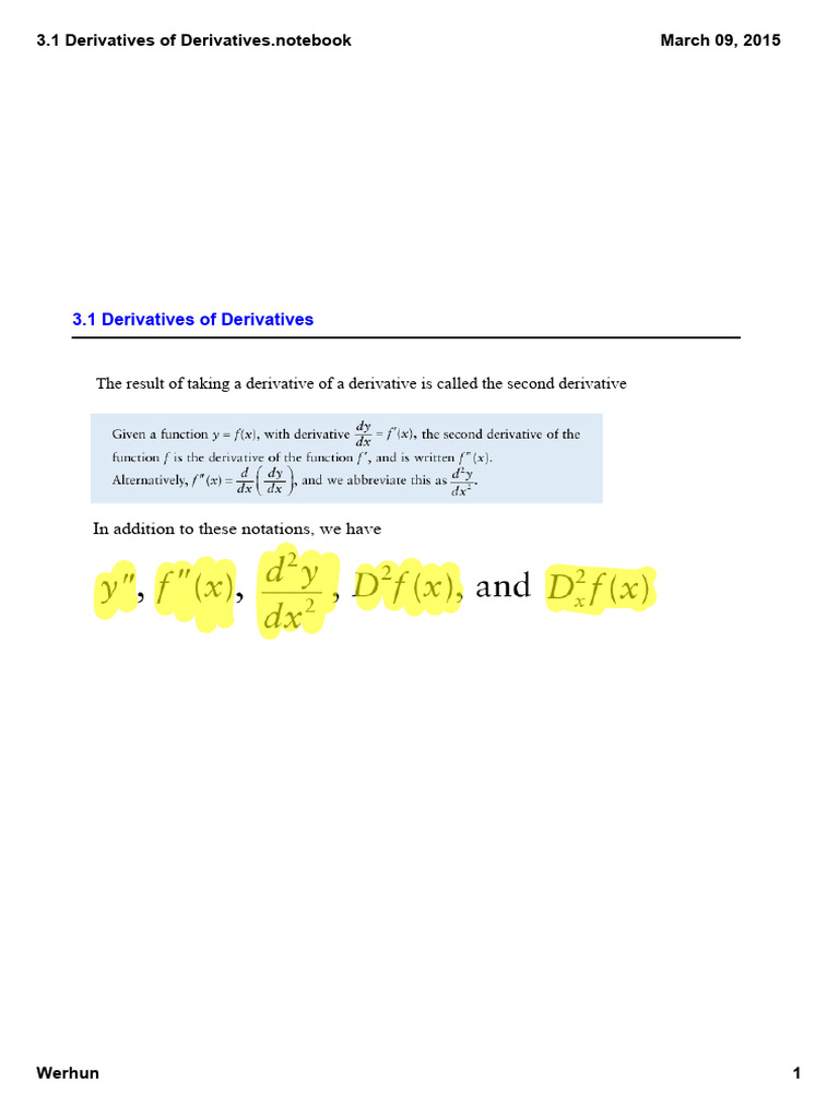 Derivatives of Derivatives - 2015 | PDF | Derivative | Functions And ...