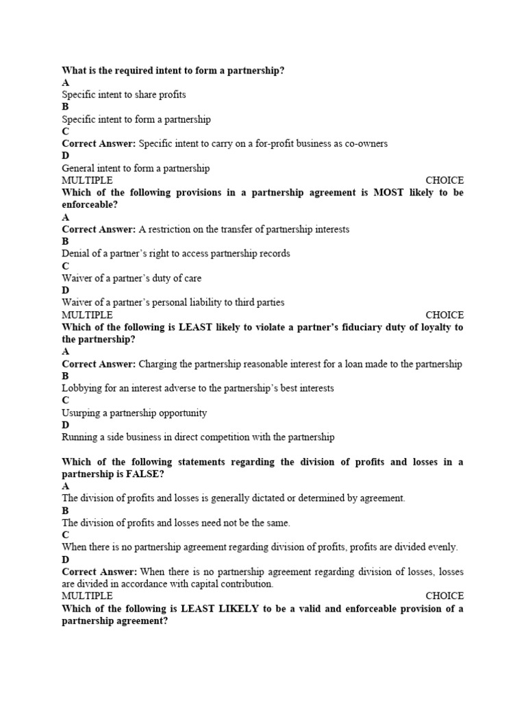 Partnerships Qs | PDF | Partnership | Limited Liability Partnership