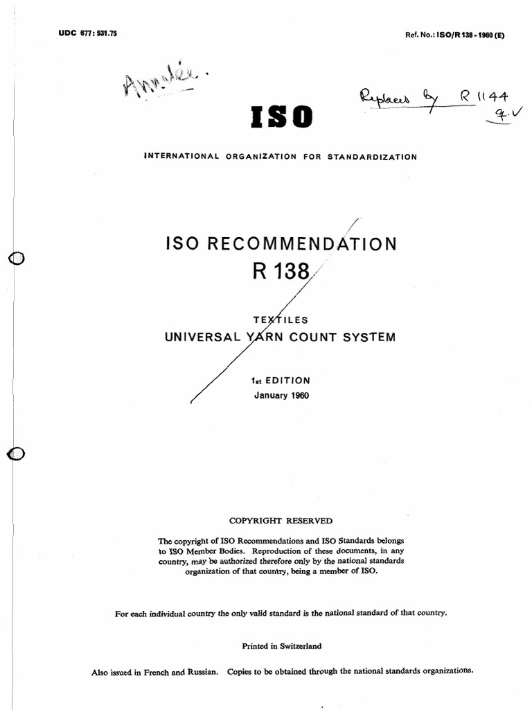 ISO R 00138-1960 scan | PDF