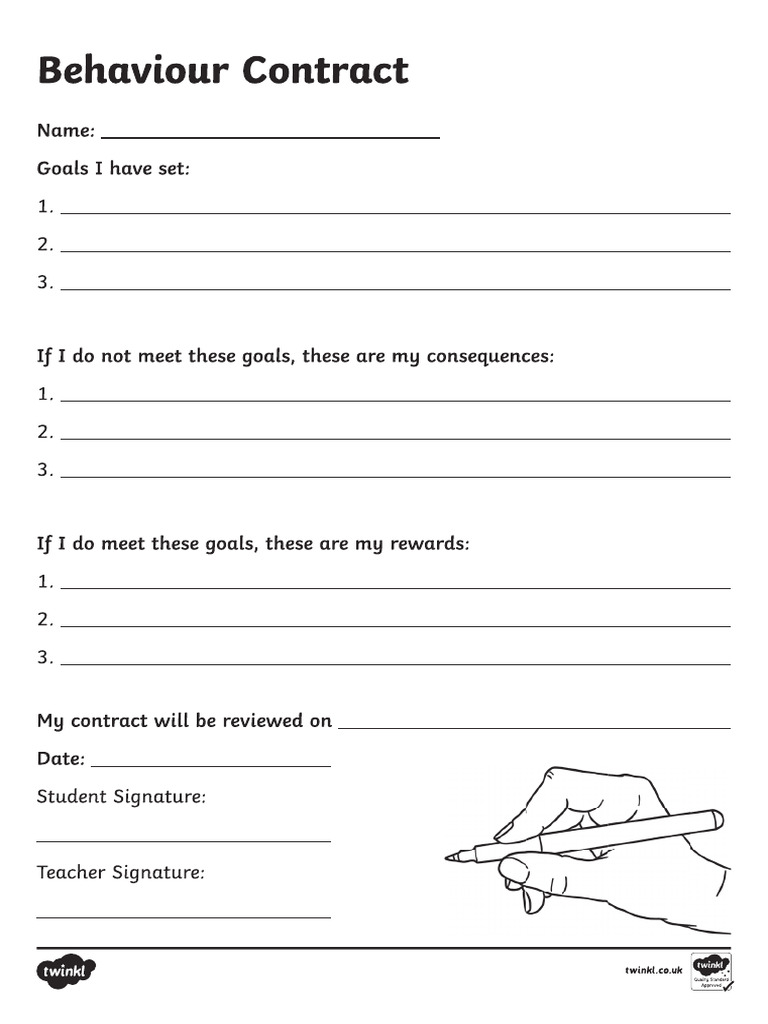 Au C 302 Behaviour Contract Writing Activity Sheet - Ver - 2 | PDF