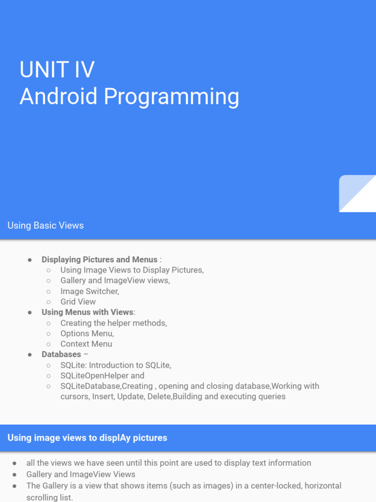 Unit Iv Android Programming Pdf Menu Computing Databases