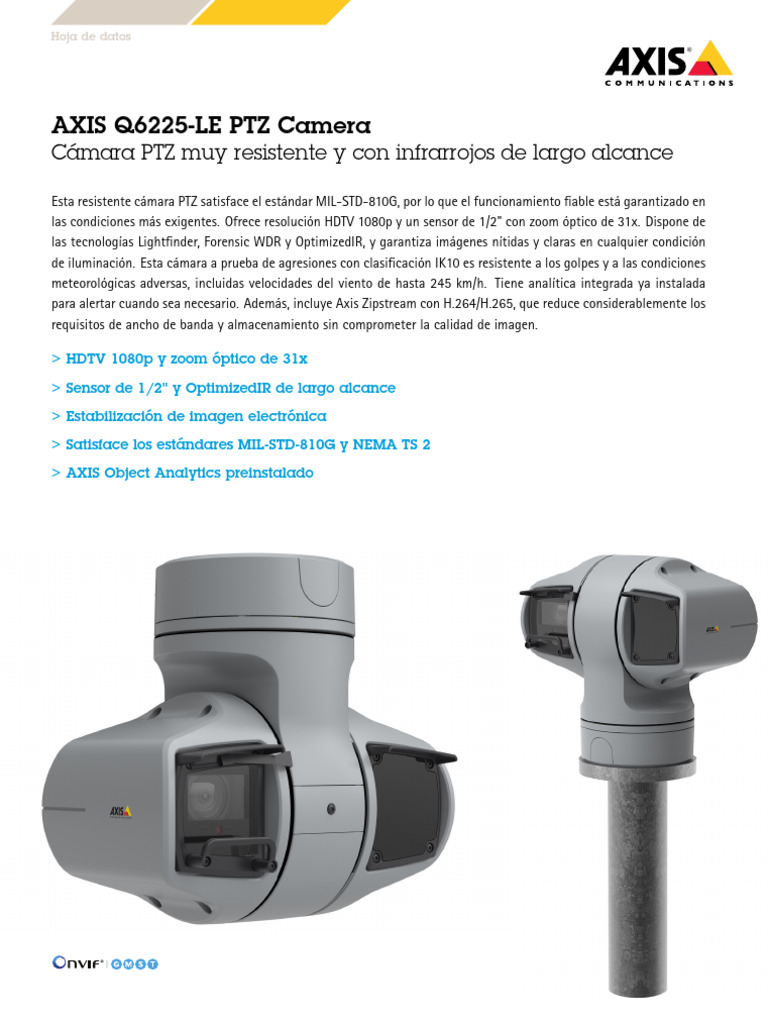 Datasheet Axis q6225 Le PTZ Camera Es ES 441197 | PDF | Vídeo ...