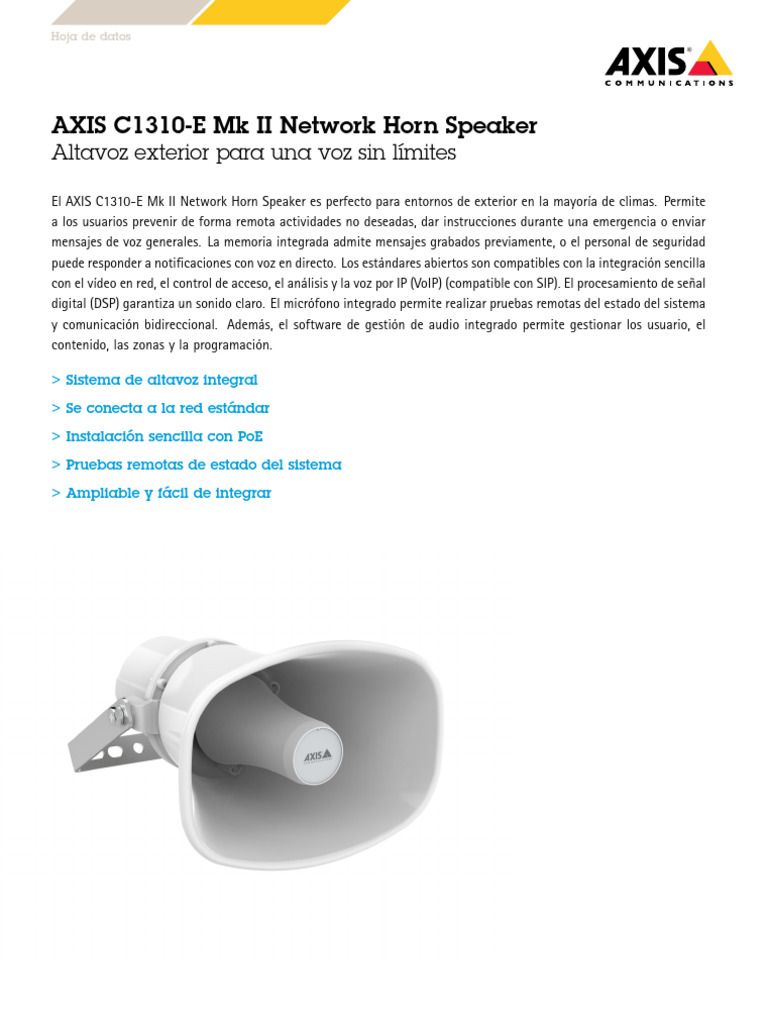 datasheet-axis-c1310-e-mk-ii-network-horn-speaker-es-ES | PDF ...