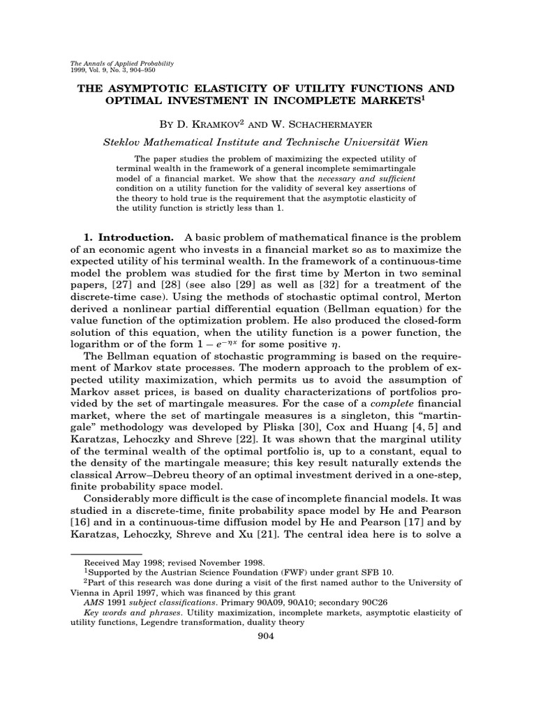 Kramko Schachermayer - AAP - 99 | PDF | Stochastic Process | Function (Mathematics)