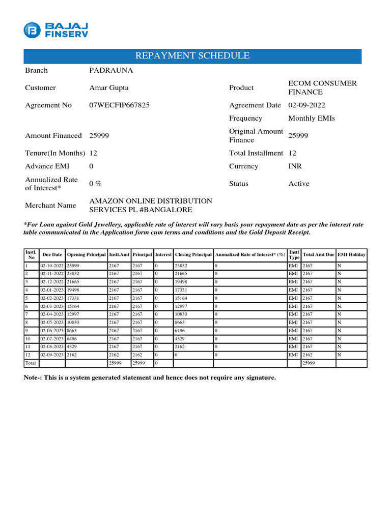 Repayment Schedule - 18 - 00 - 34 | PDF | Interest | Money
