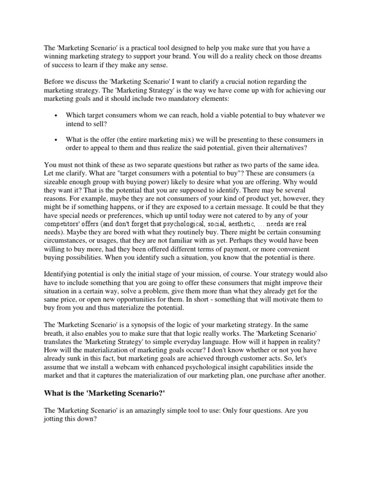 Marketing Scenario | Download Free PDF | Strategic Management | Marketing