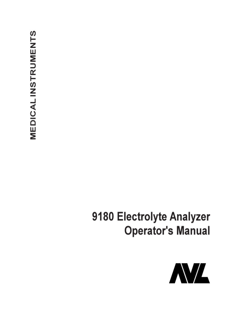 Roche 9180 Electrolyte Analyzer - User Manual | PDF | Sodium | Kidney
