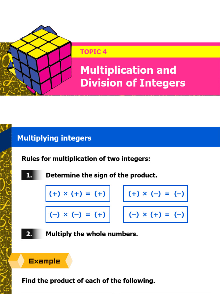 M1 Multiplication and Division of Integers | PDF | Multiplication ...
