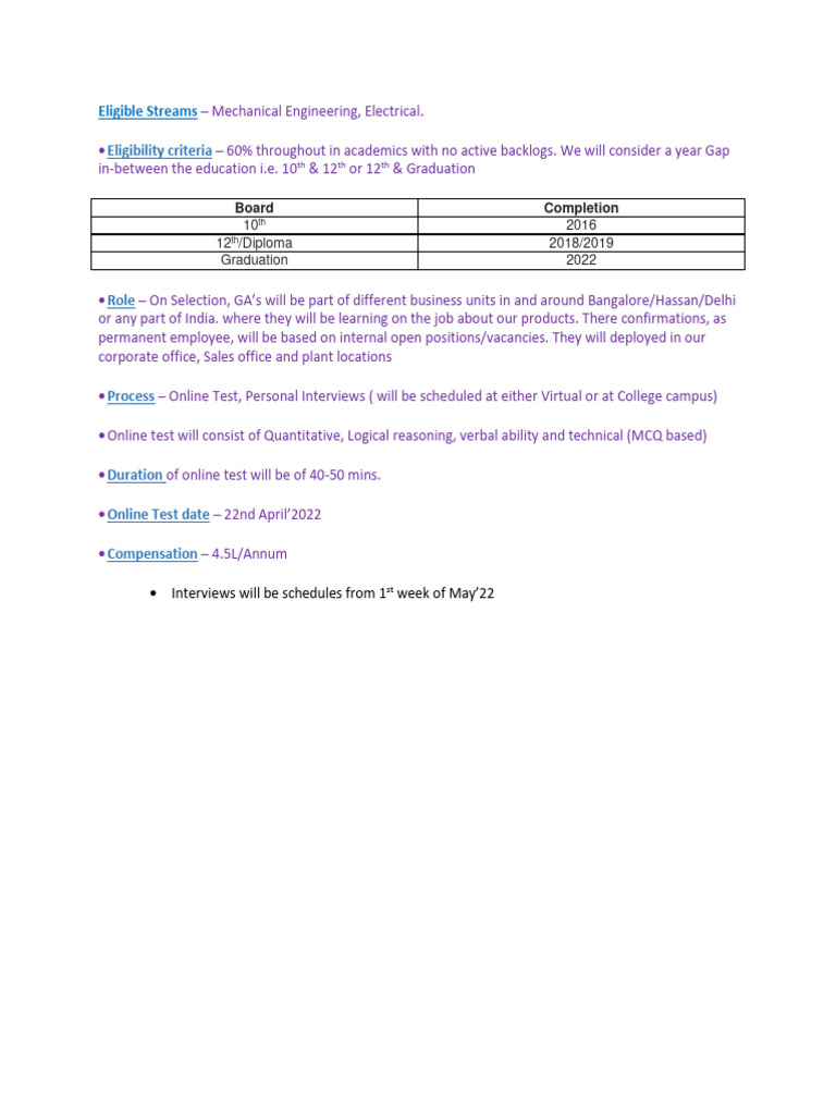 Bosch Limited Batch 2022 - Graduate Apprentice Hiring | PDF | Business