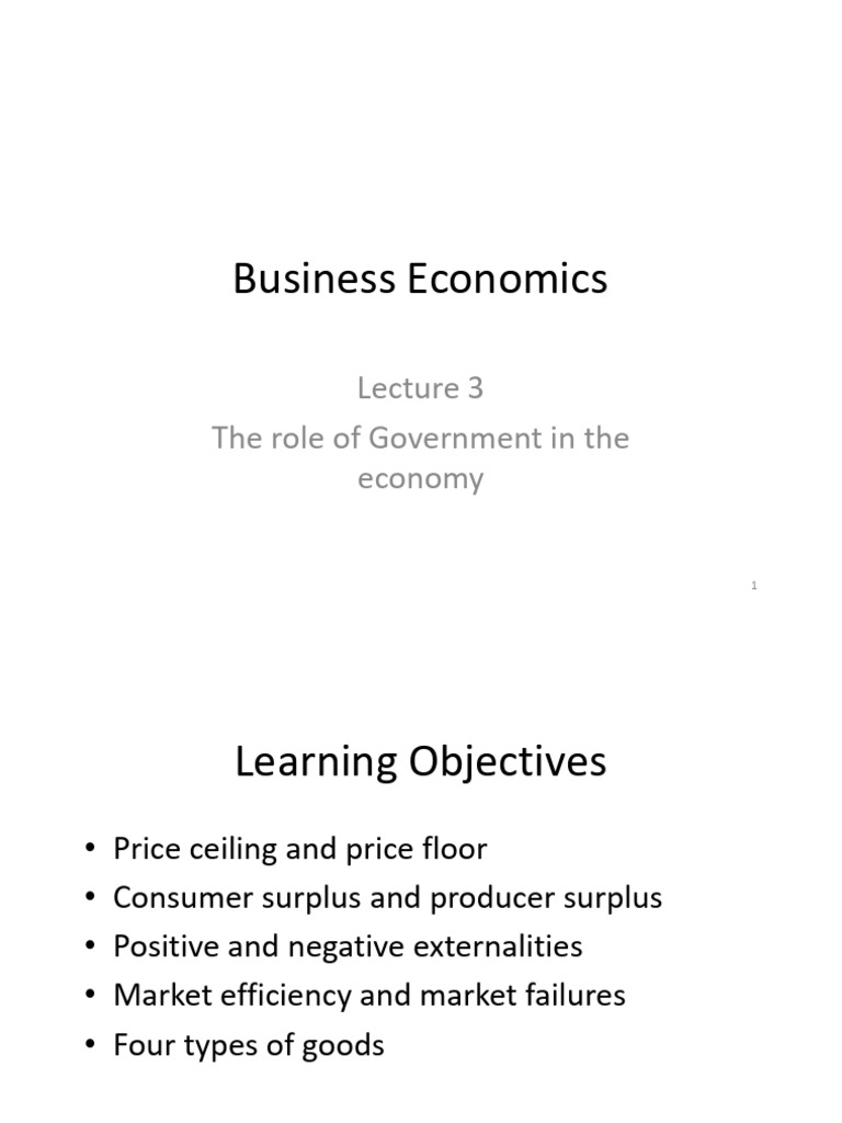 Lecture 3 The Role of Government in The Economy | PDF | Economic ...