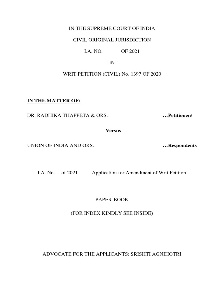 Amendment Application in OCI Citizenship Case | PDF | Citizenship | Justice