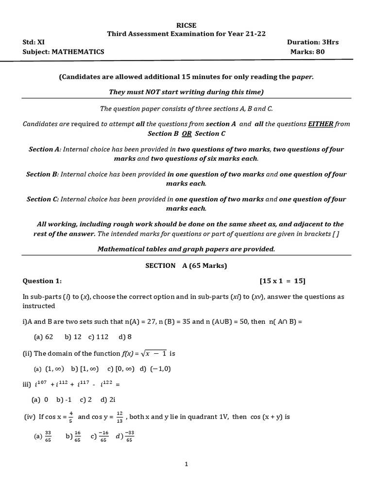 SAMPLE QUESTION PAPER FINAL EXAM 2024 | PDF | Elementary Geometry ...