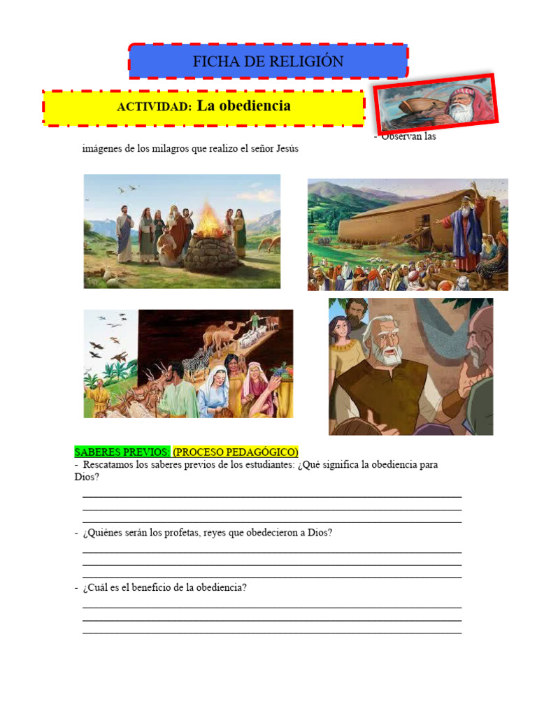 6° FICHA DIA 02 - REL- La obediencia | Descargar gratis PDF | Abrahán | Dios