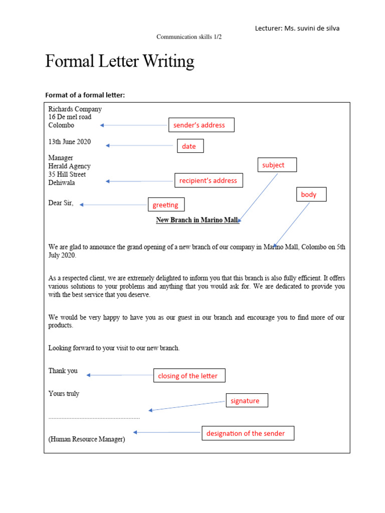 Lesson 4 - Formal letters | PDF