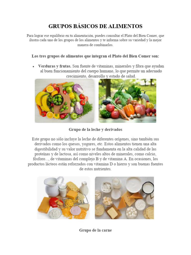 Grupos Básicos de Alimentos y Nutrición | PDF | Alimentos | Nutrientes