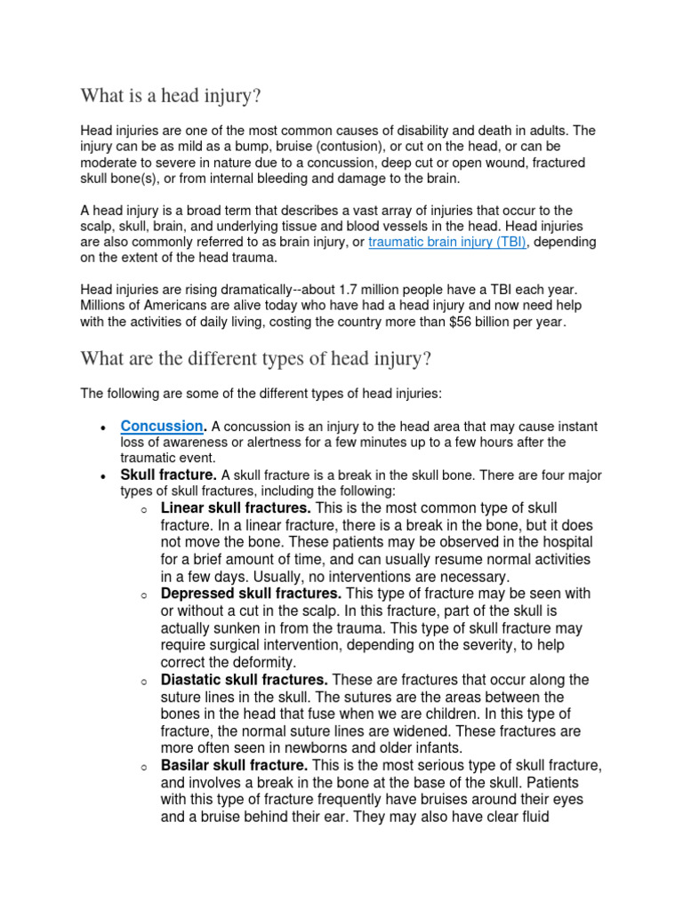 What Is A Head Injury | PDF | Traumatic Brain Injury | Ct Scan